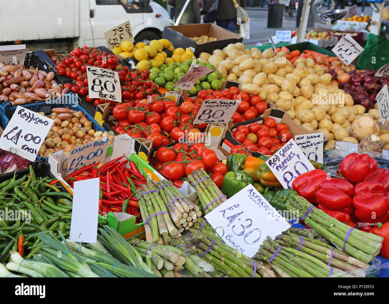 Fresh Vegetables at Street Market Stall in London Stock Photo - Alamy