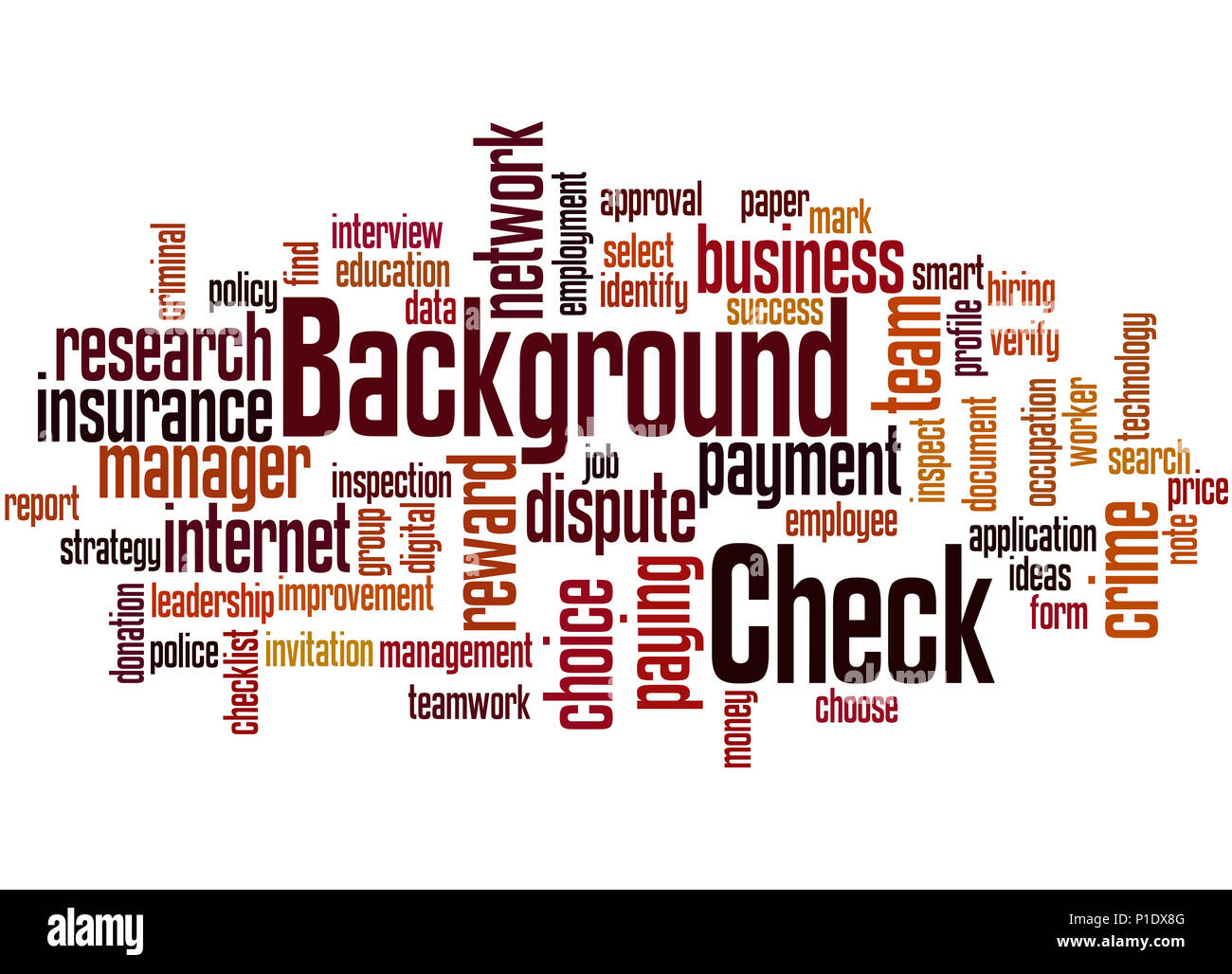 Background check, word cloud concept on white background Stock Photo ...