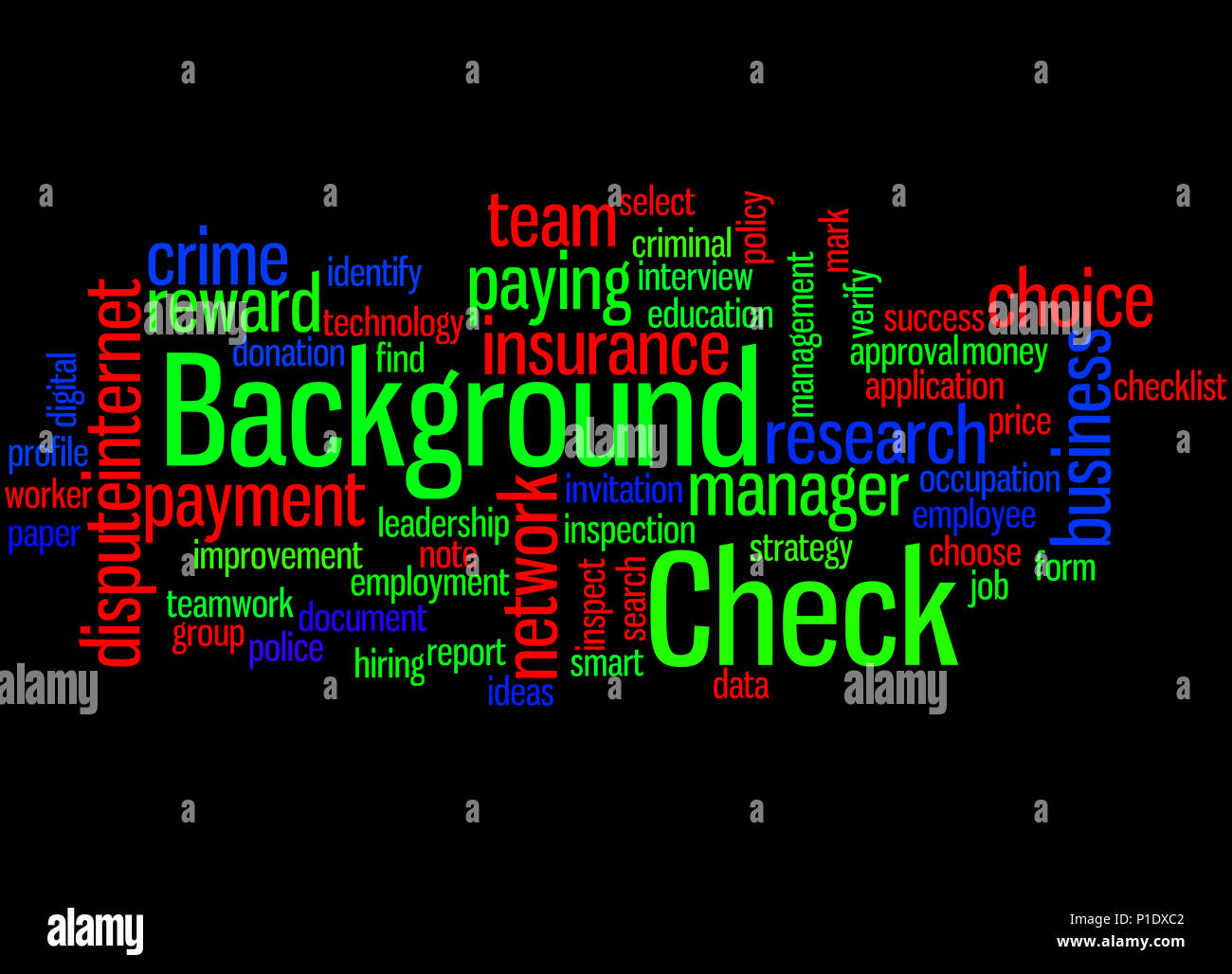 Background check, word cloud concept on black background Stock Photo ...
