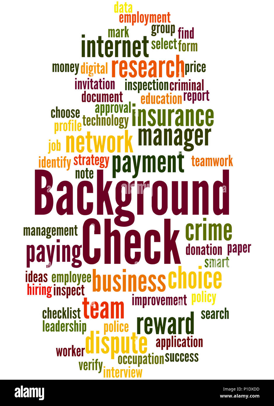 Background check, word cloud concept on white background Stock Photo ...