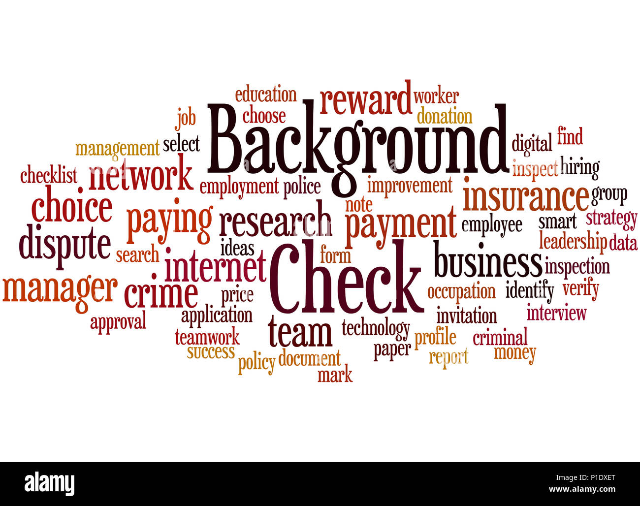 Background check, word cloud concept on white background Stock Photo ...