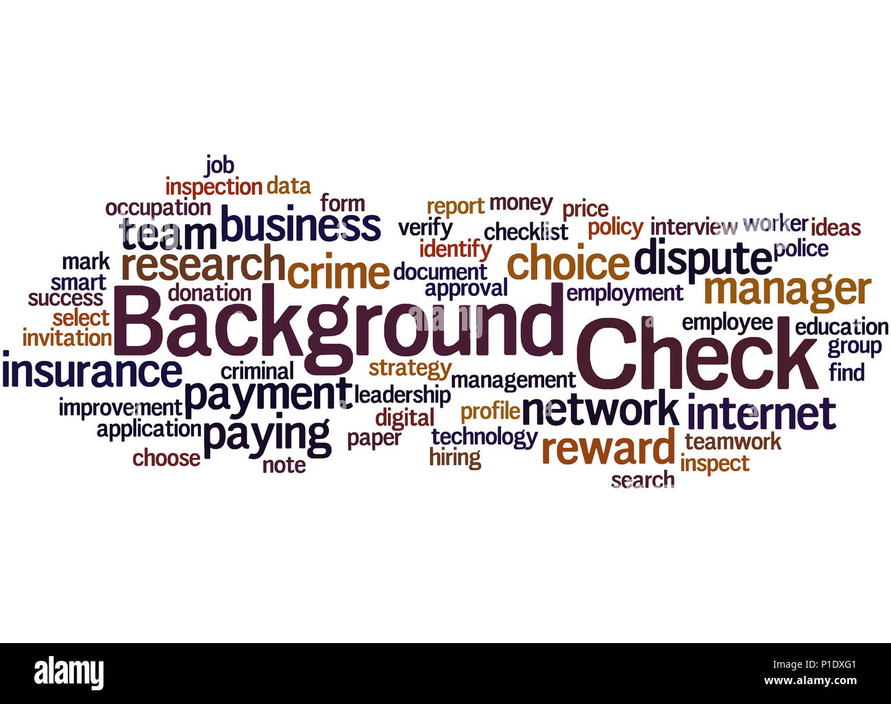 Background check, word cloud concept on white background Stock Photo ...