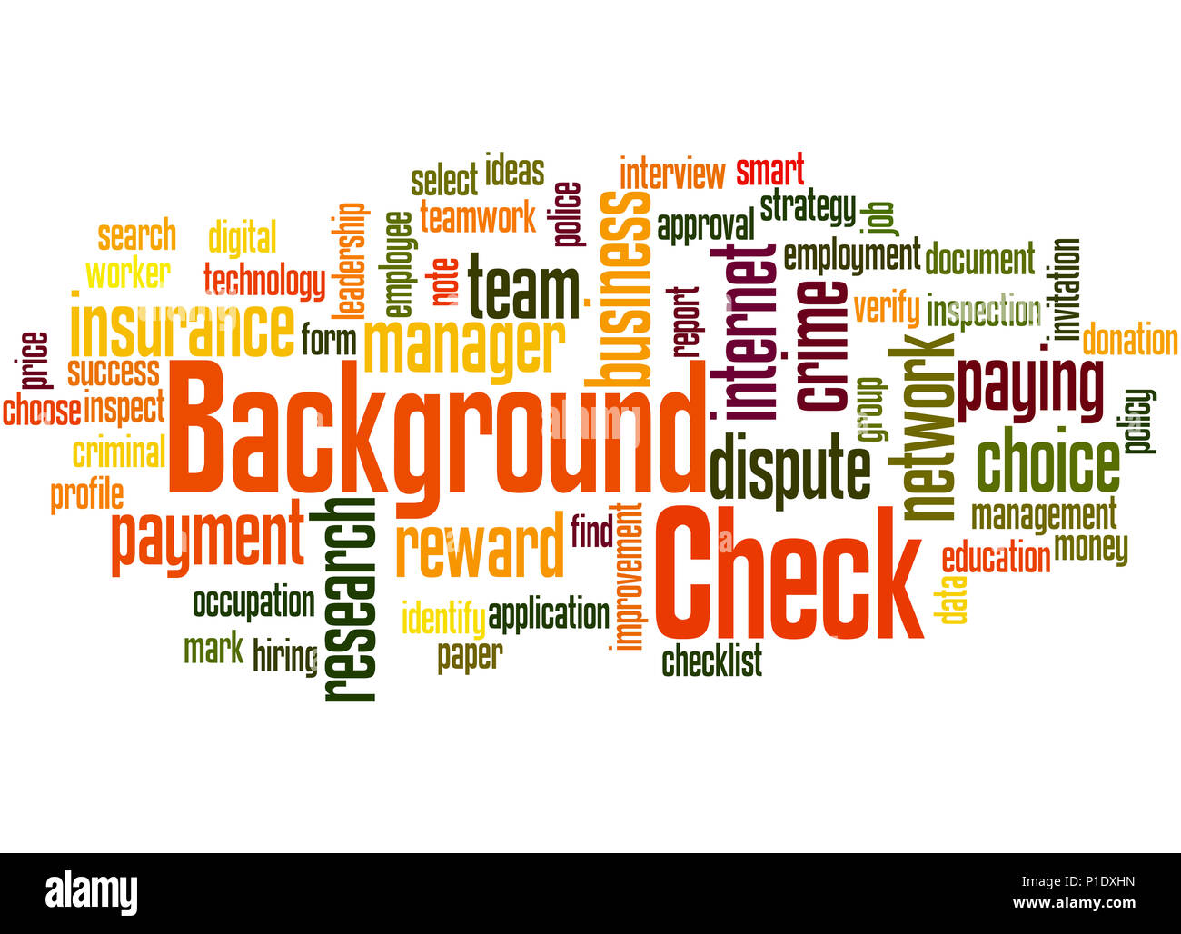 Background check, word cloud concept on white background Stock Photo ...