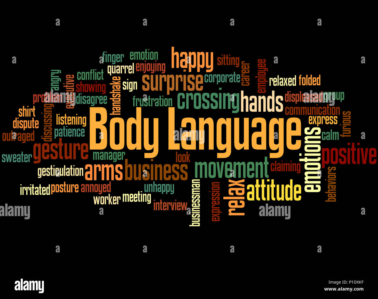Body Language, word cloud concept on black background Stock Photo - Alamy