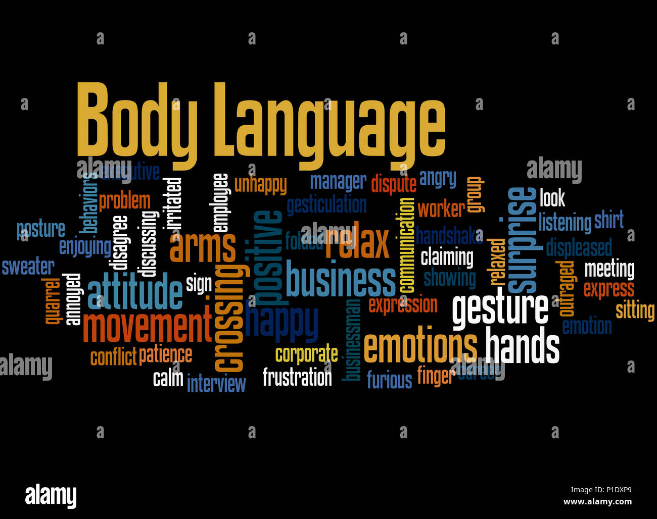 Body Language, word cloud concept on black background Stock Photo - Alamy
