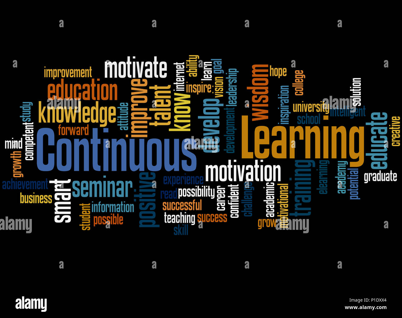 Continuous Learning, word cloud concept on black background Stock Photo ...