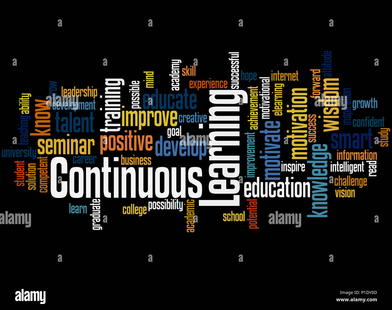 Continuous Learning, word cloud concept on black background Stock Photo ...