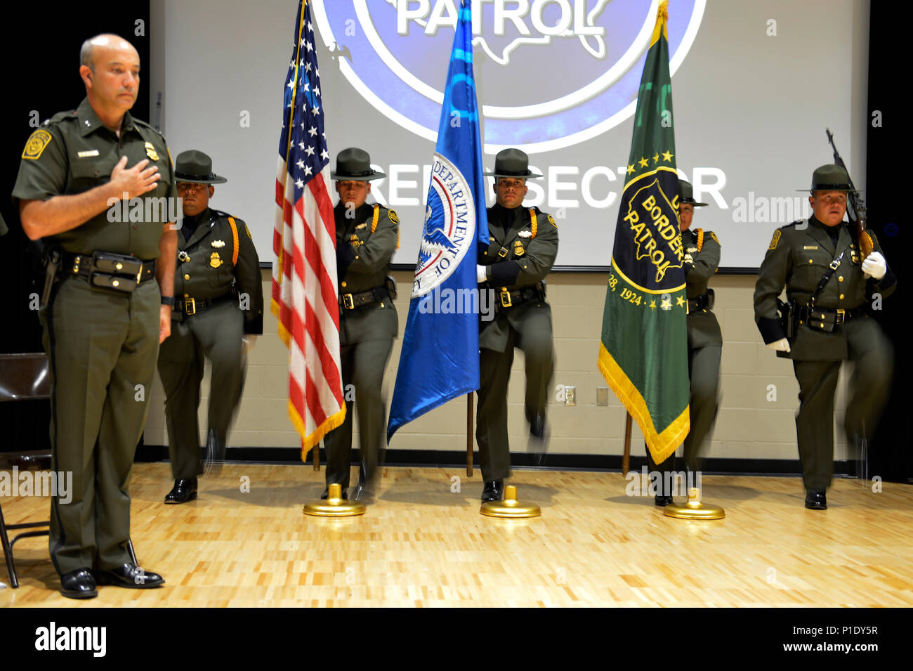 Color Guard Of The Laredo Border Patrol Sector Present The Colors
