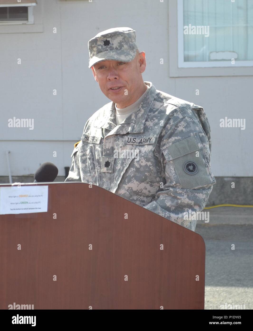 Lt. Col. Thomas J. Harzewski, who is addressing his new command, a Rio ...