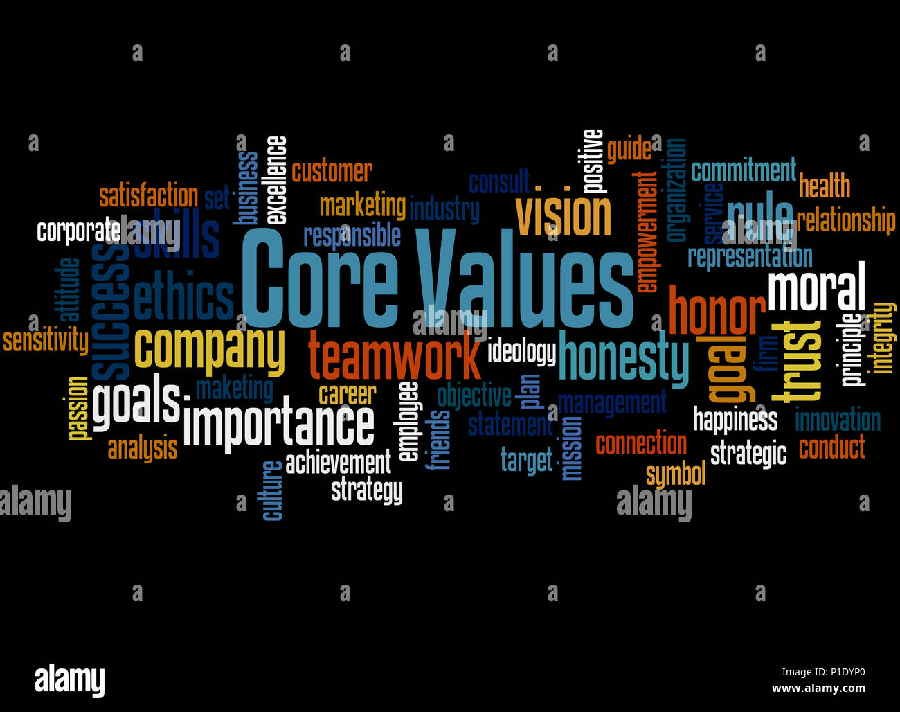 Core values, word cloud concept on black background Stock Photo - Alamy
