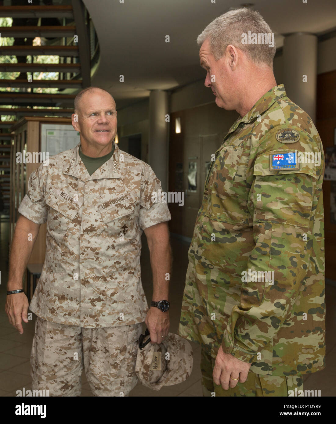 Commandant of the Marine Corps Gen. Robert B. Neller, left, speaks with ...