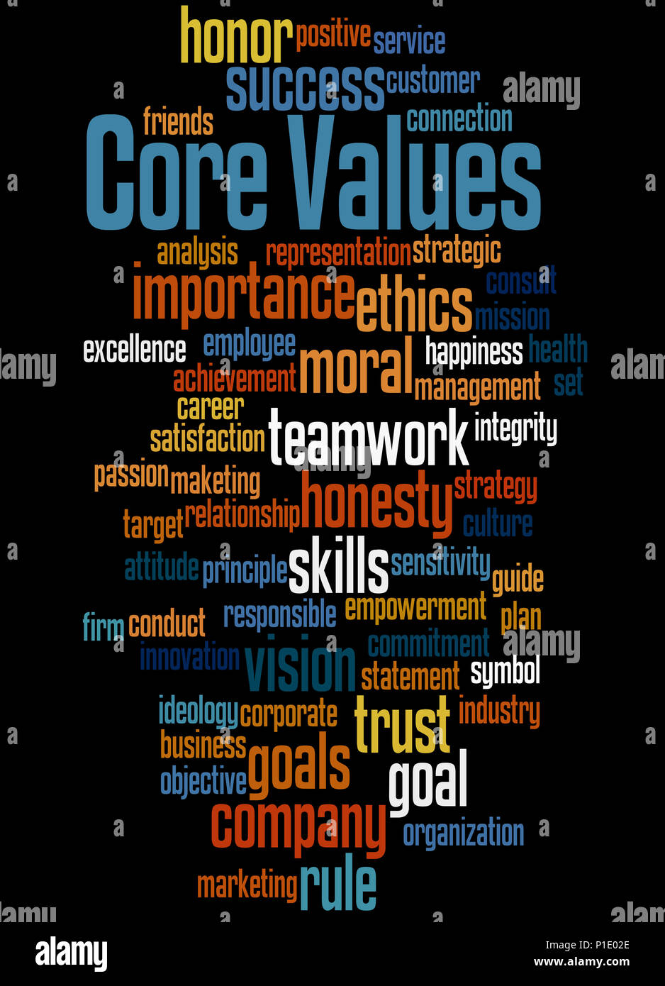 Core values, word cloud concept on black background Stock Photo - Alamy