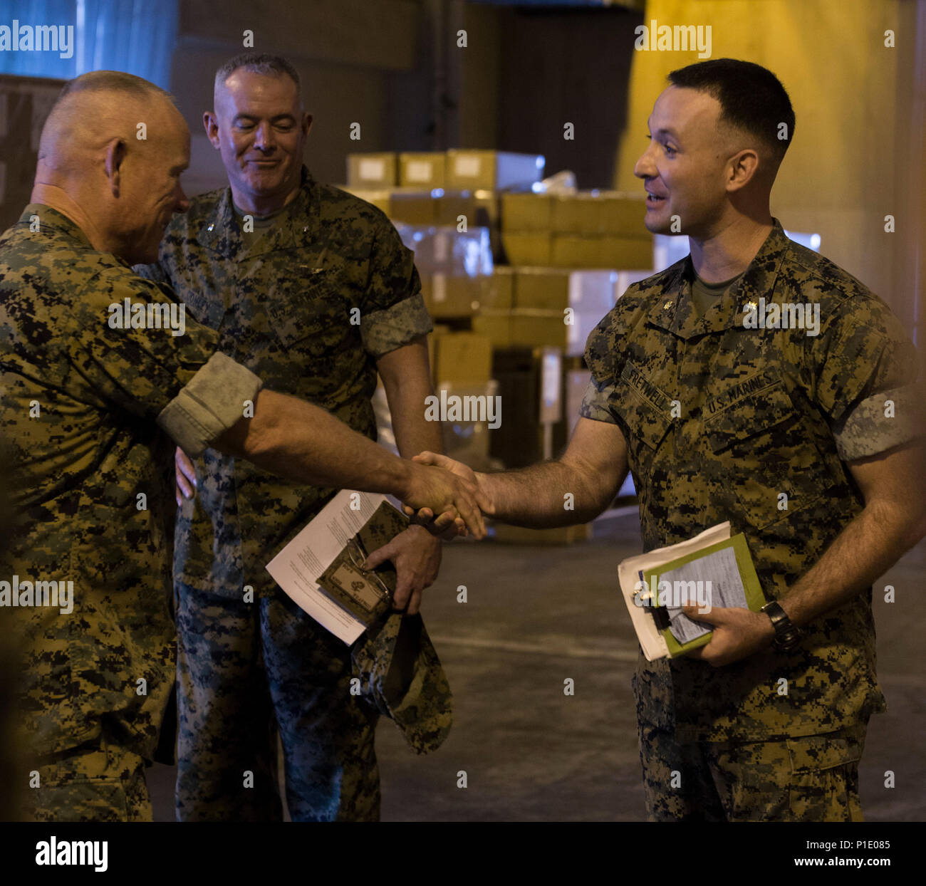 U.S. Marine Corps Maj. Timothy C. Fretwell, right, the commanding ...