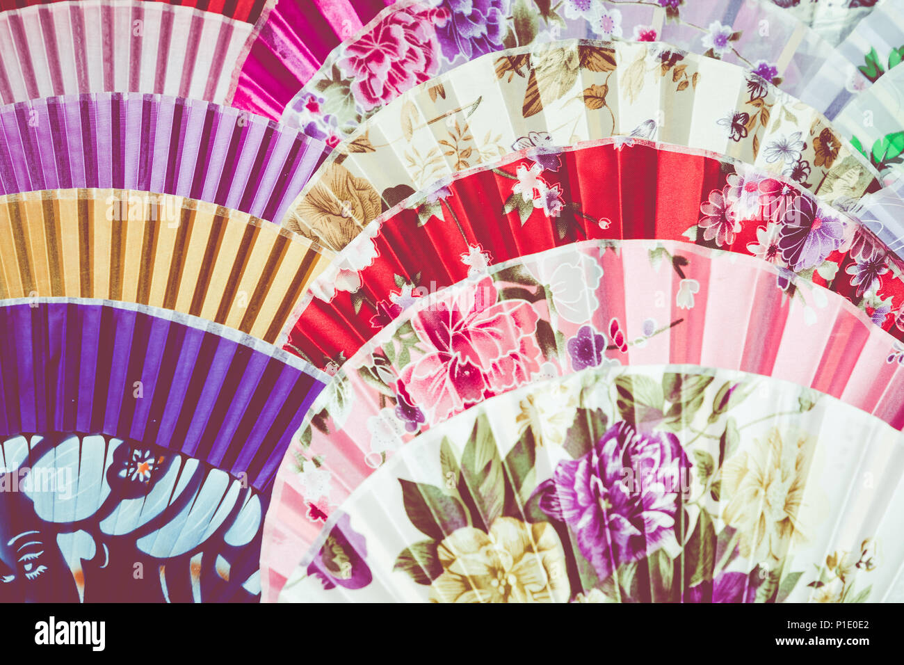 Traditional handicraft chinese fans at market in Yangshuo, China Stock ...