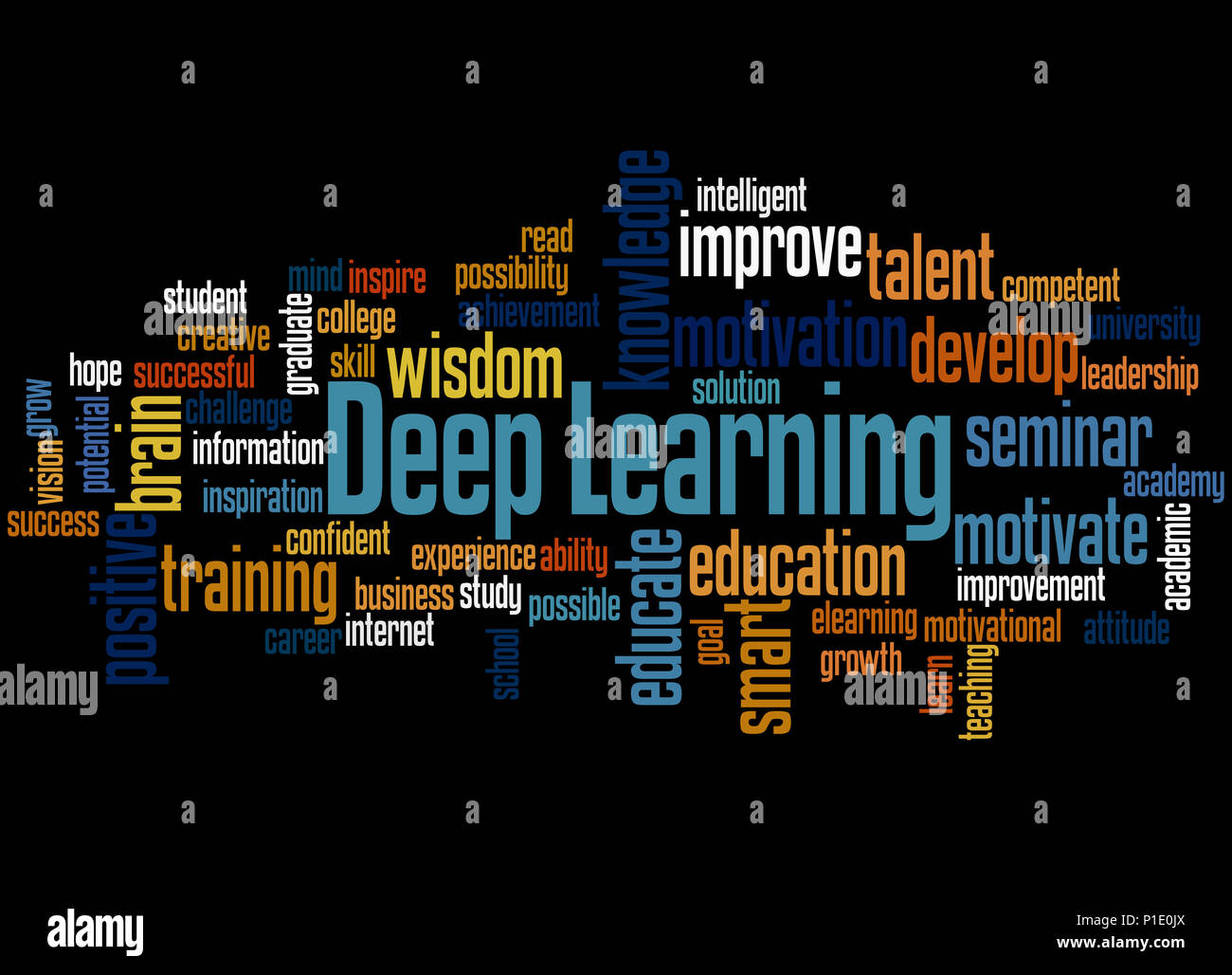 Deep Learning, word cloud concept on black background Stock Photo - Alamy