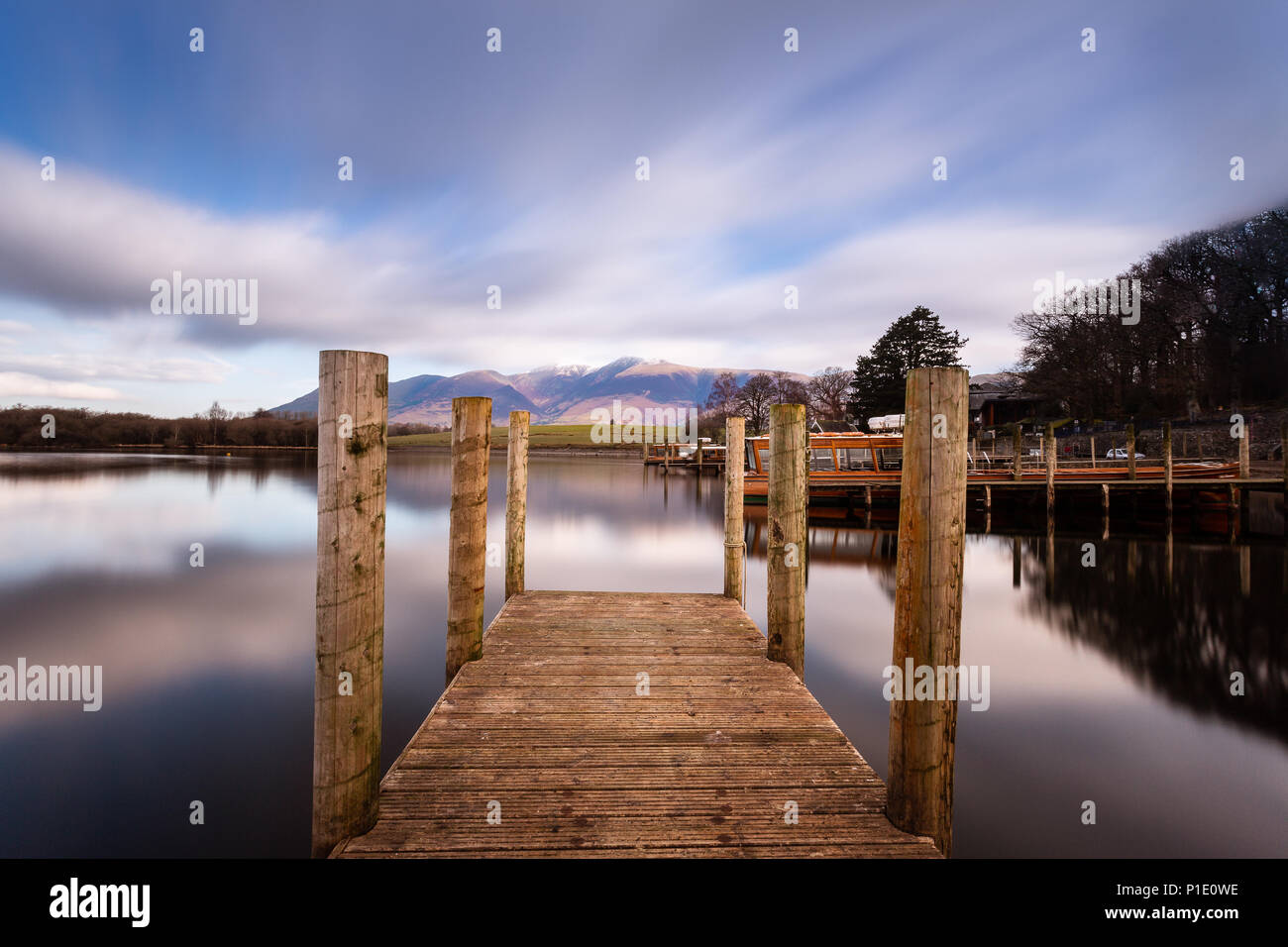 long exposure photograph of Derwentwater in Keswick , Cumbria , the ...