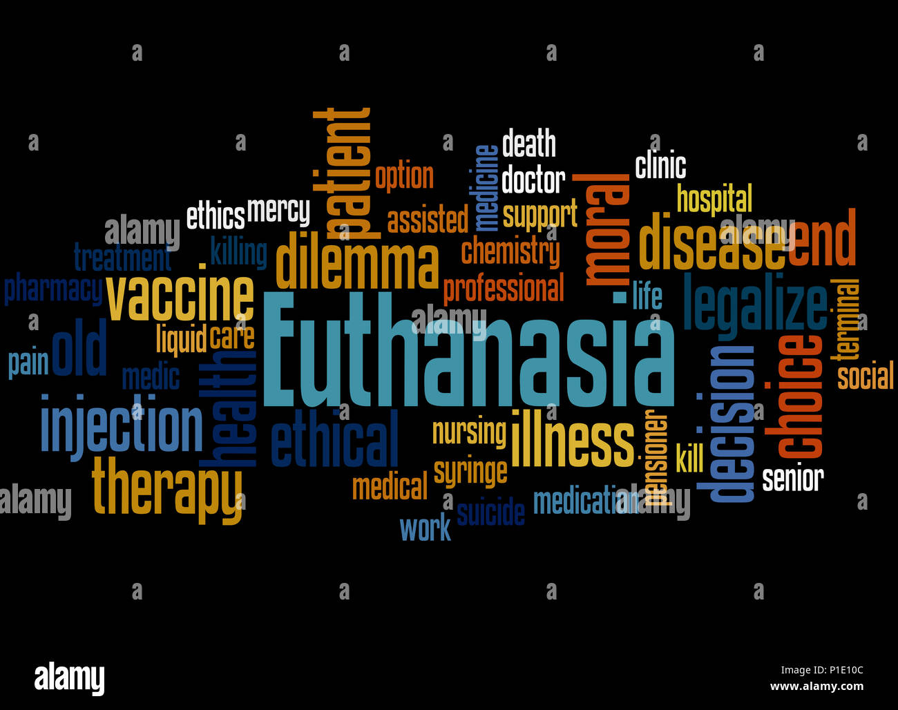 Euthanasia, word cloud concept on black background Stock Photo - Alamy