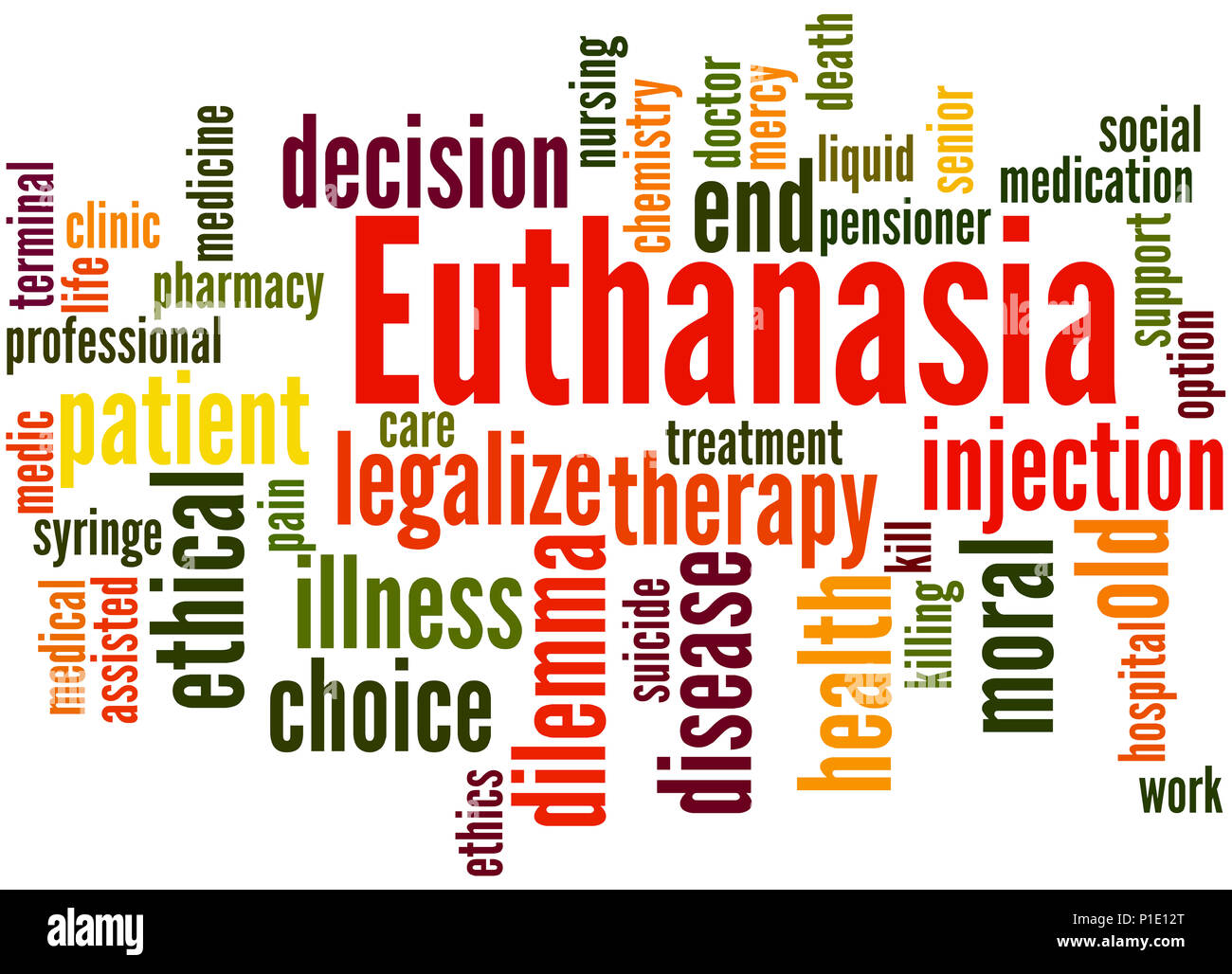 Euthanasia, word cloud concept on white background Stock Photo - Alamy