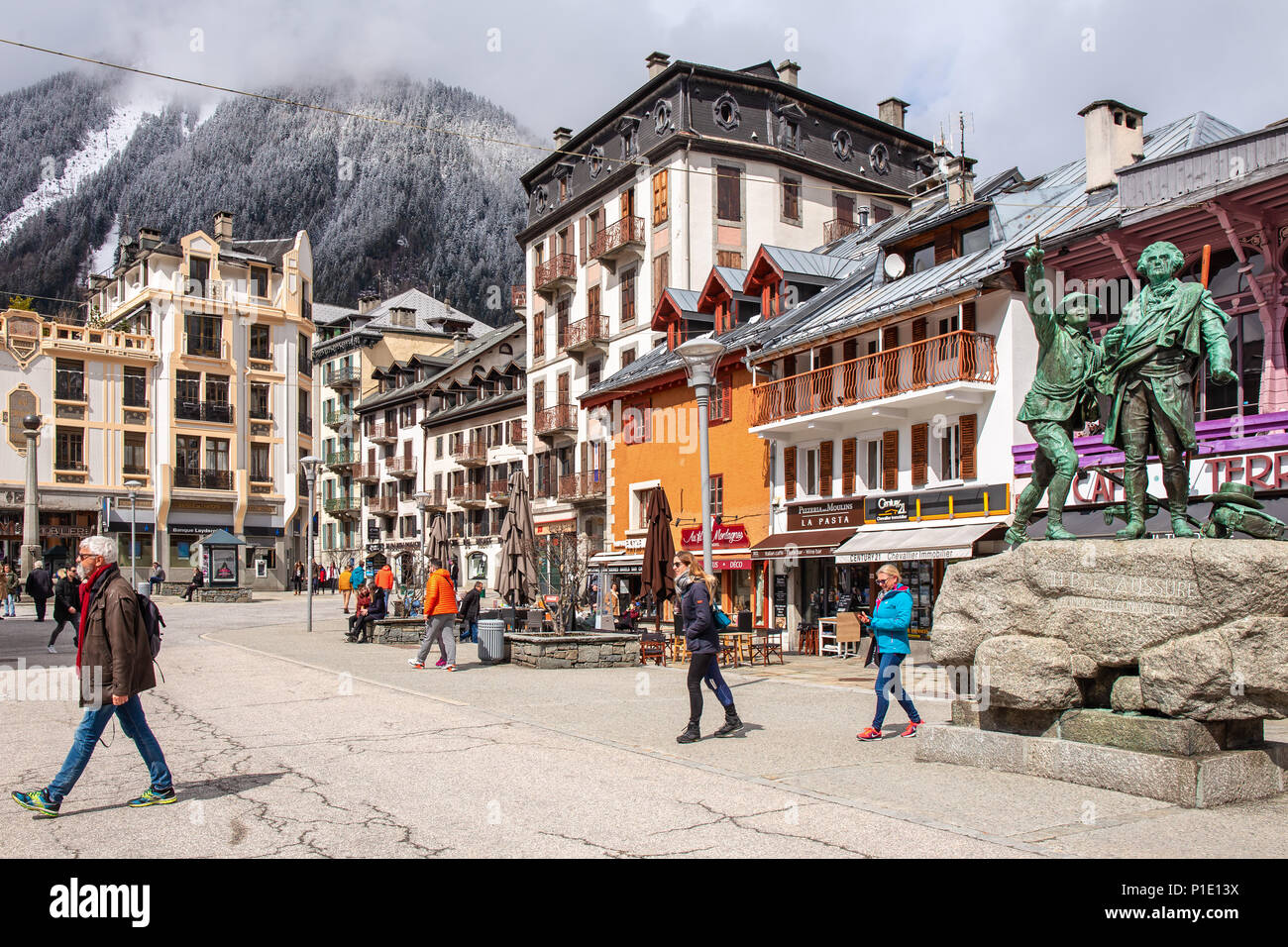 Center of Chamonix village Stock Photo - Alamy