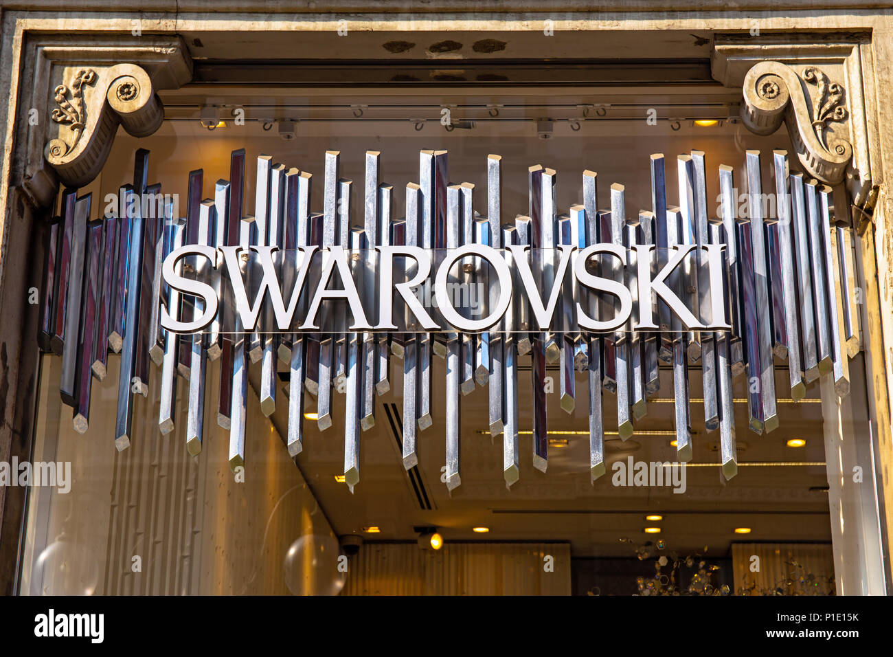 Swarovski store sign Stock Photo - Alamy