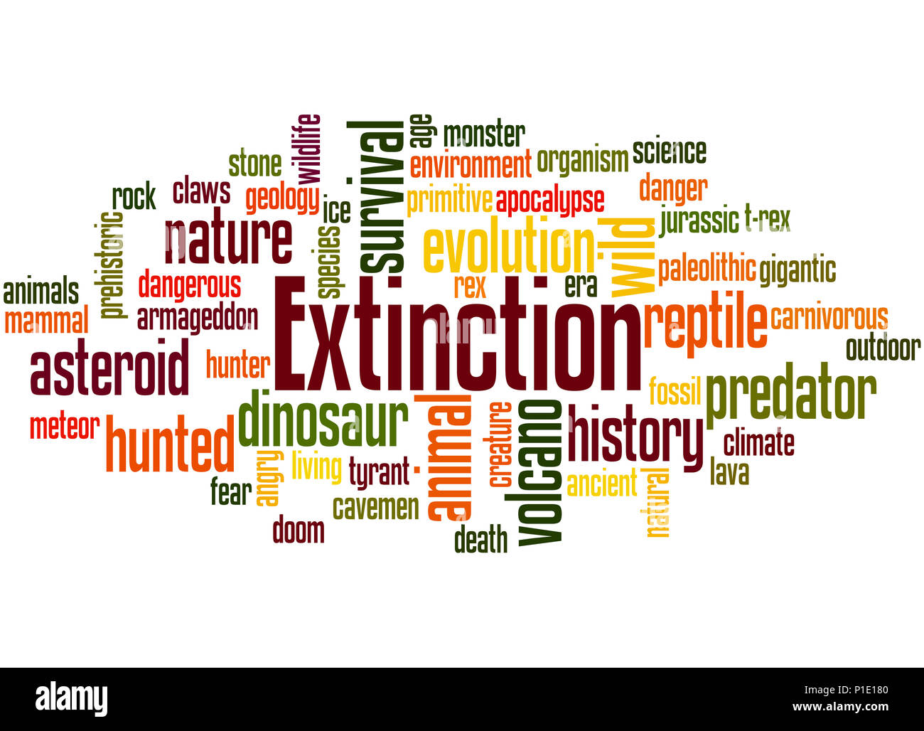 Extinction, word cloud concept on white background Stock Photo - Alamy