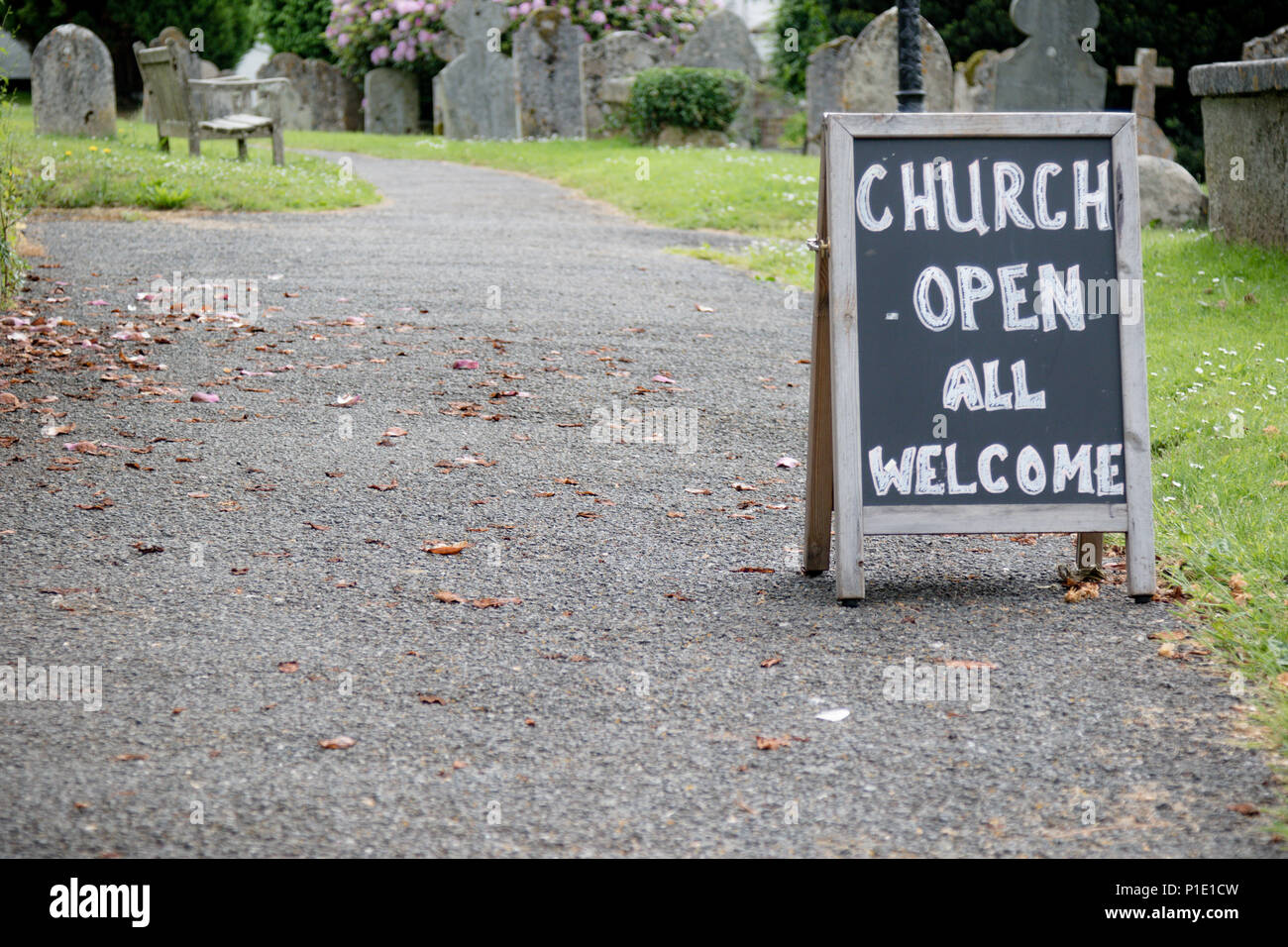 Church wooden open sign hi-res stock photography and images - Alamy
