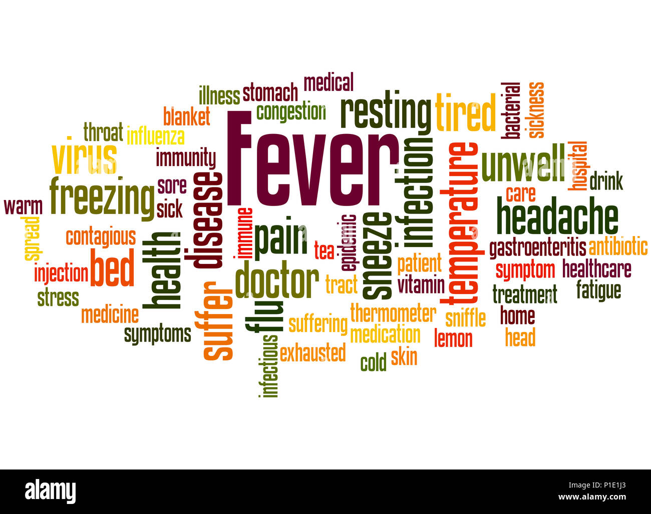 Fever, word cloud concept on white background Stock Photo - Alamy