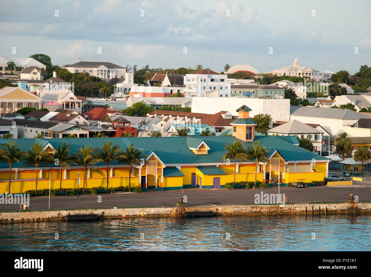 The view of Nassau city port and the downtown at dusk (Bahamas Stock ...