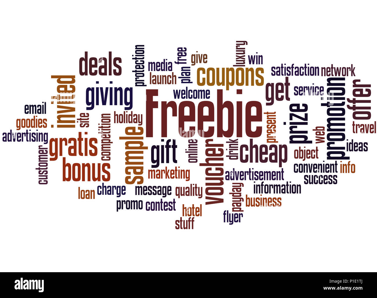 Freebie, word cloud concept on white background Stock Photo - Alamy