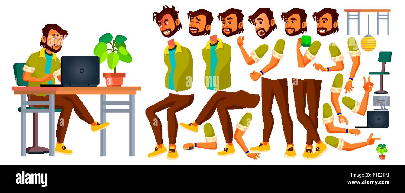 Office Worker Vector. Indian. Emotions, Gestures. Animation Creation ... Office Worker Vector. Indian. Emotions, Gestures. Animation Creation ...