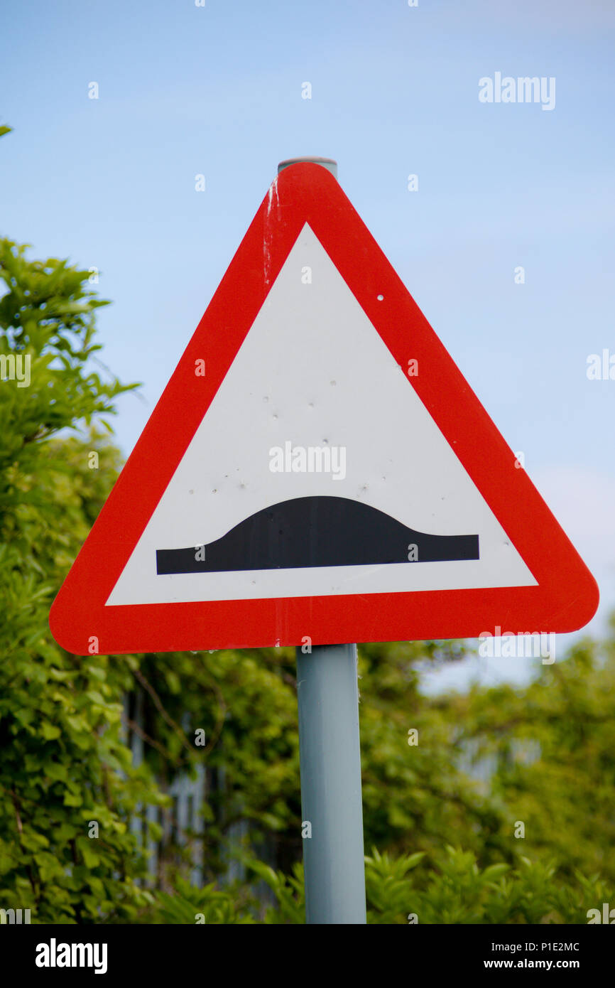 A British road speed hump sign Stock Photo - Alamy