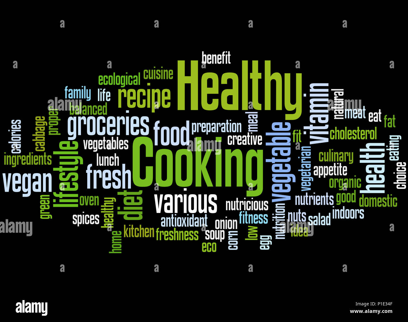 Healthy Cooking, word cloud concept on black background Stock Photo - Alamy
