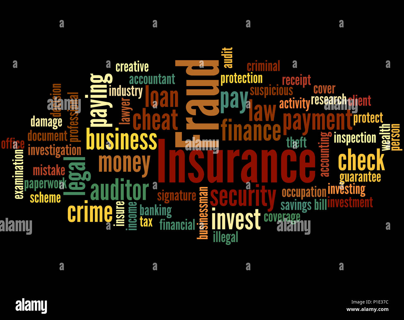 Insurance fraud, word cloud concept on black background Stock Photo - Alamy