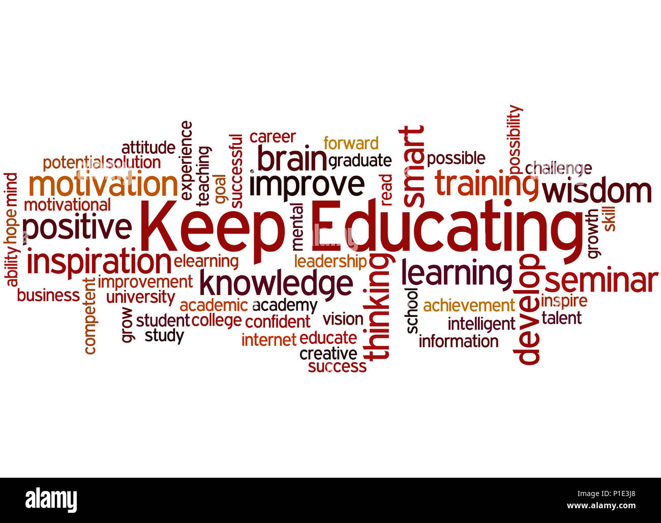 Keep educating, word cloud concept on white background Stock Photo - Alamy