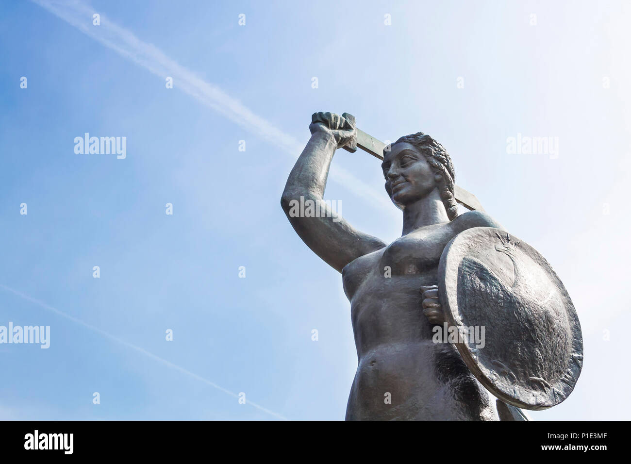 Capital of Poland - Warsaw. Symbol of Warsaw - Mermaid near suspension ...