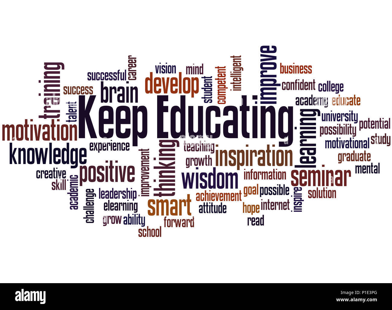 Keep educating, word cloud concept on white background Stock Photo - Alamy