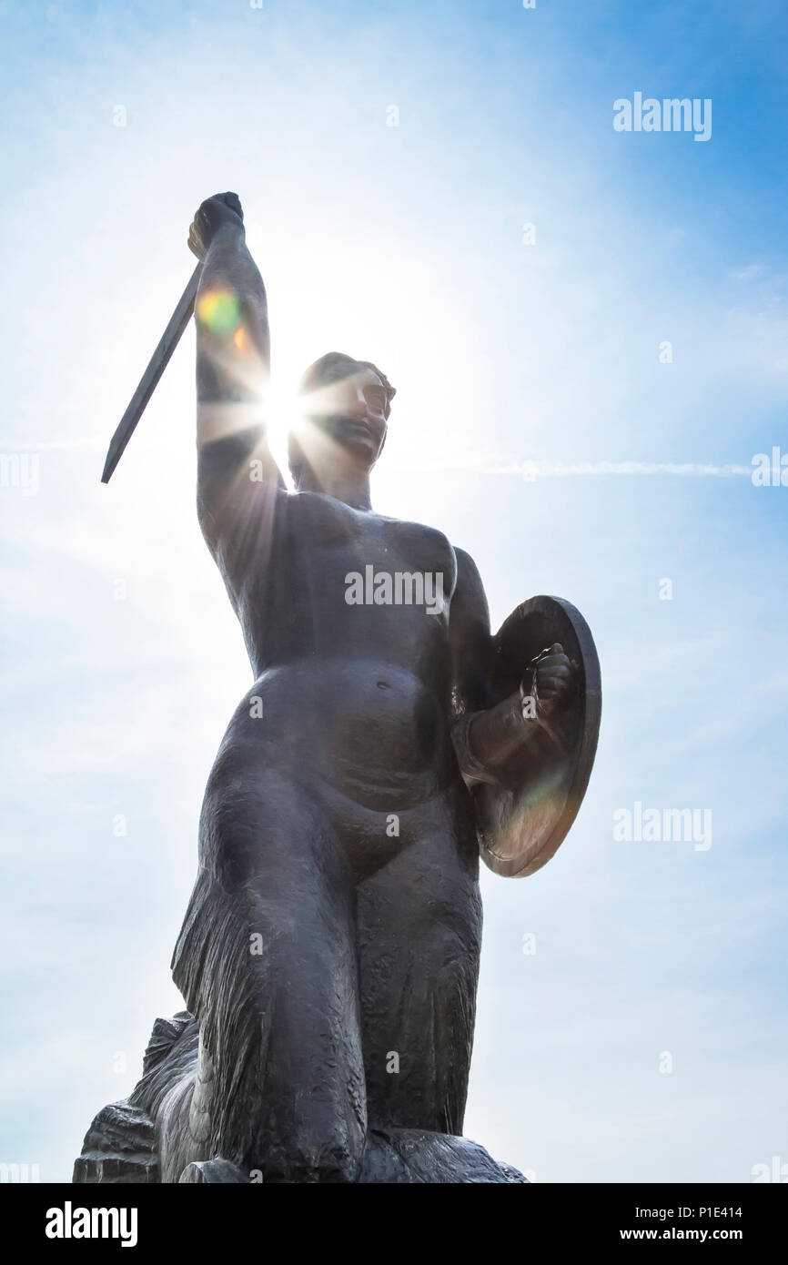 Capital of Poland - Warsaw. Symbol of Warsaw - Mermaid near suspension ...