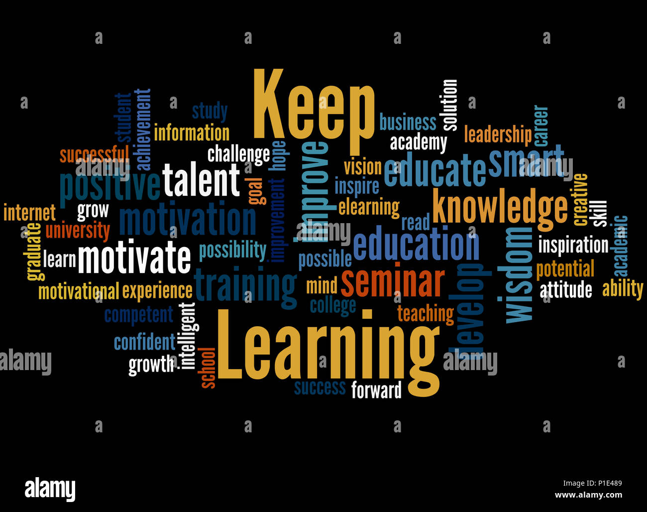 Keep Learning, word cloud concept on white background Stock Photo - Alamy