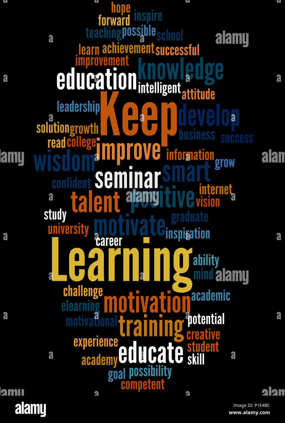 Keep Learning, word cloud concept on black background Stock Photo - Alamy