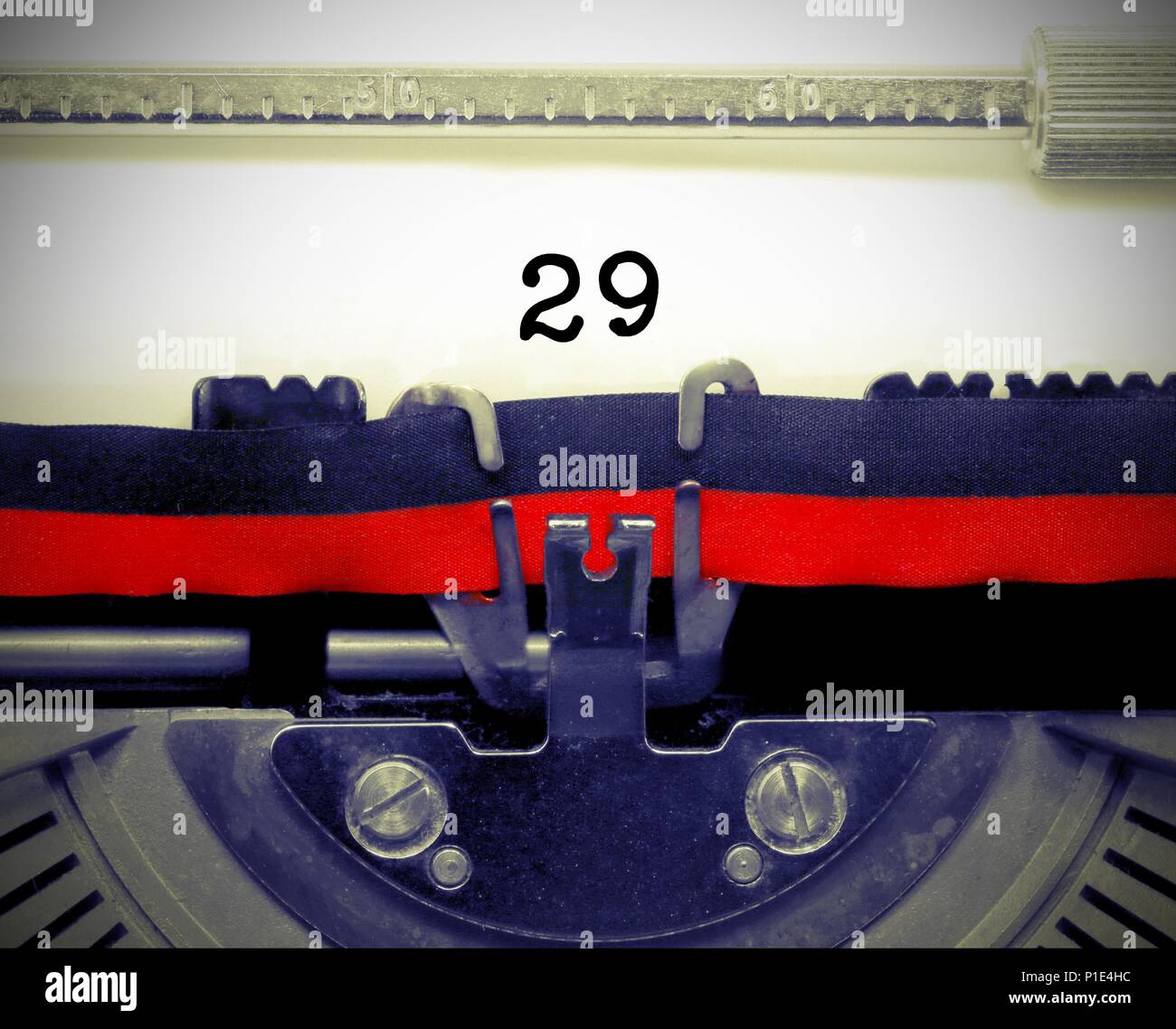 29 Number text written by an old typewriter on white sheet Stock Photo ...
