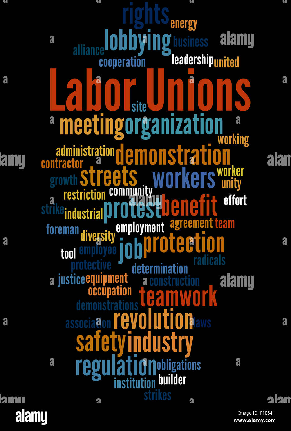 Labor unions, word cloud concept on black background Stock Photo - Alamy