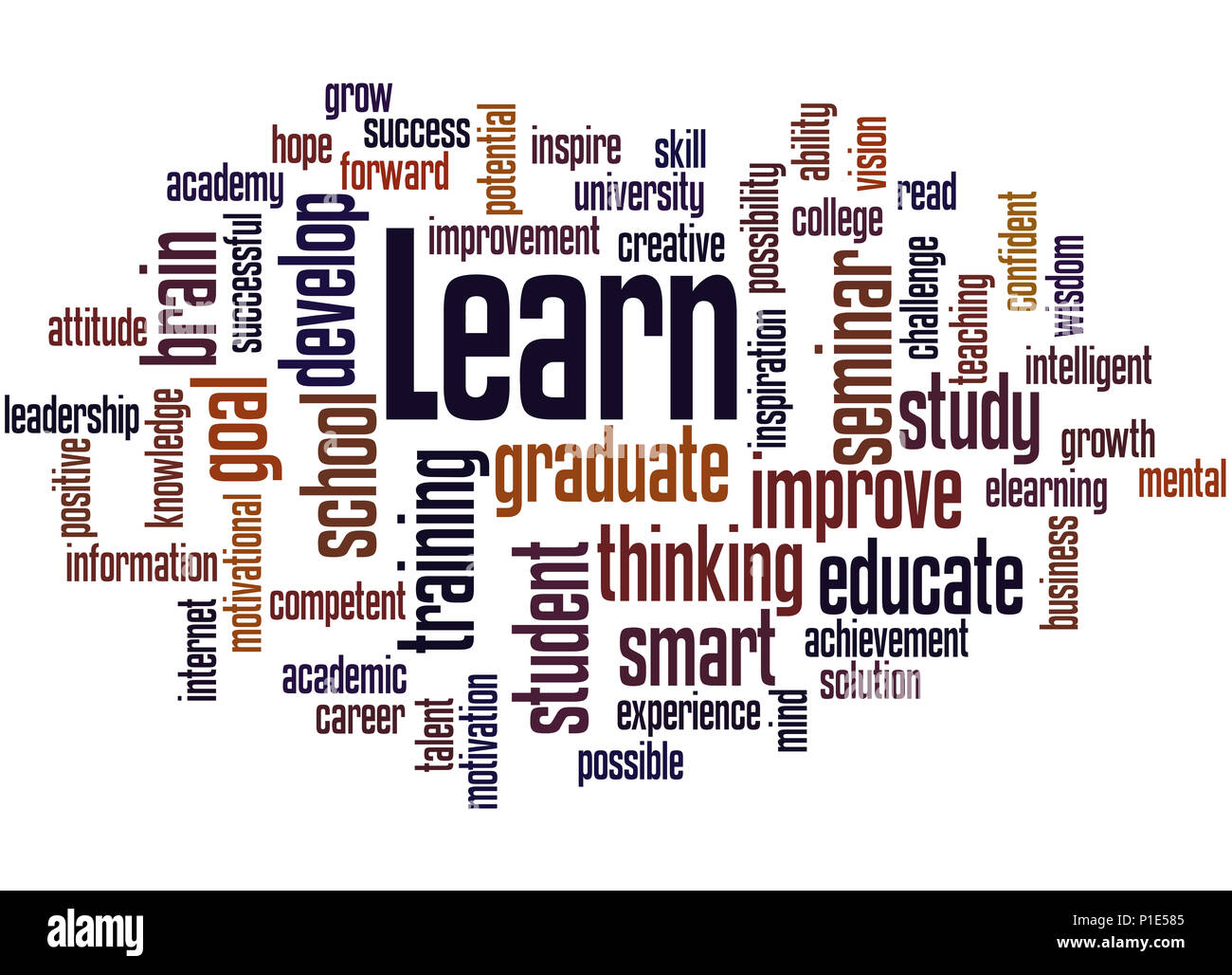 Learn, word cloud concept on white background Stock Photo - Alamy