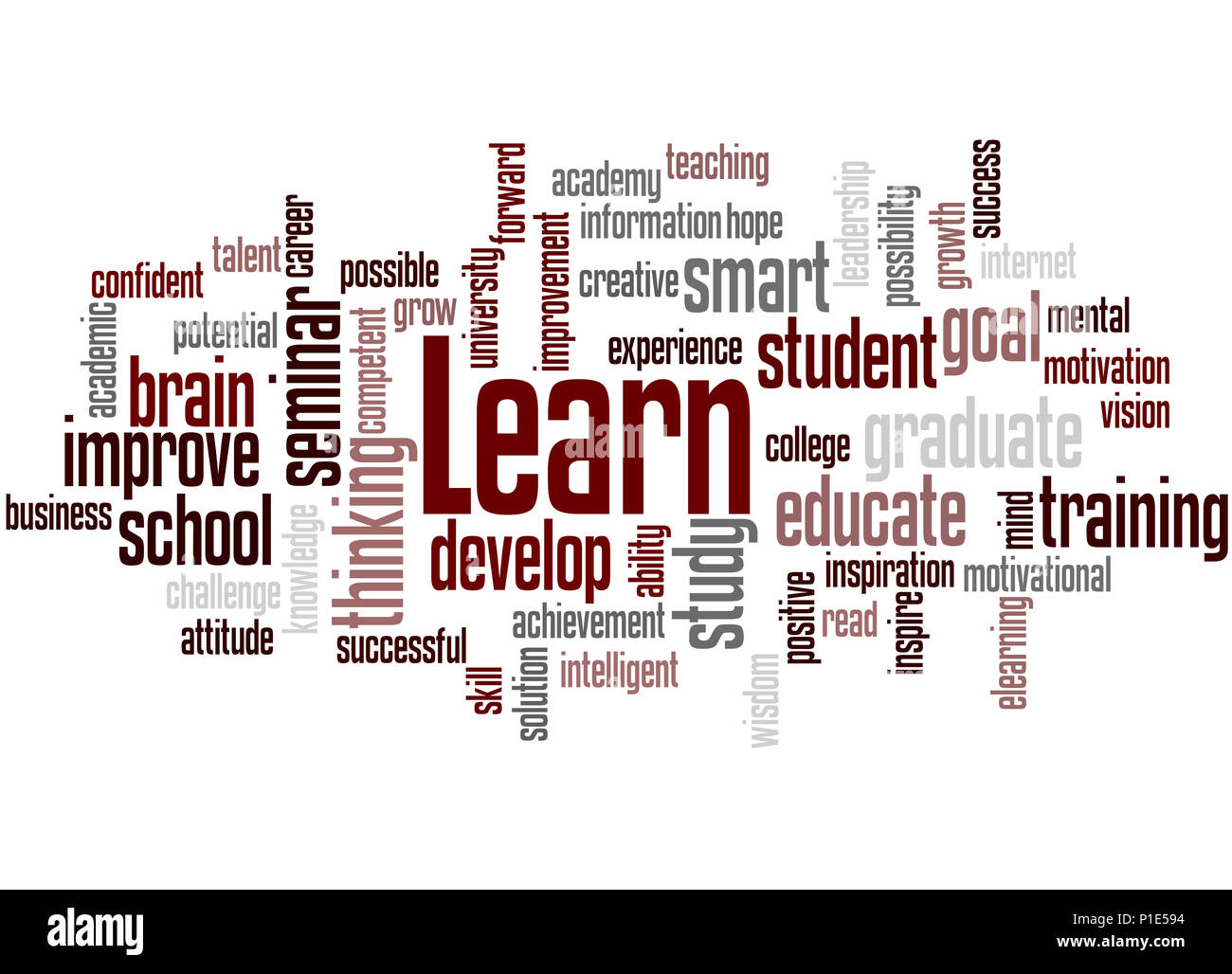 Learn, word cloud concept on white background Stock Photo - Alamy
