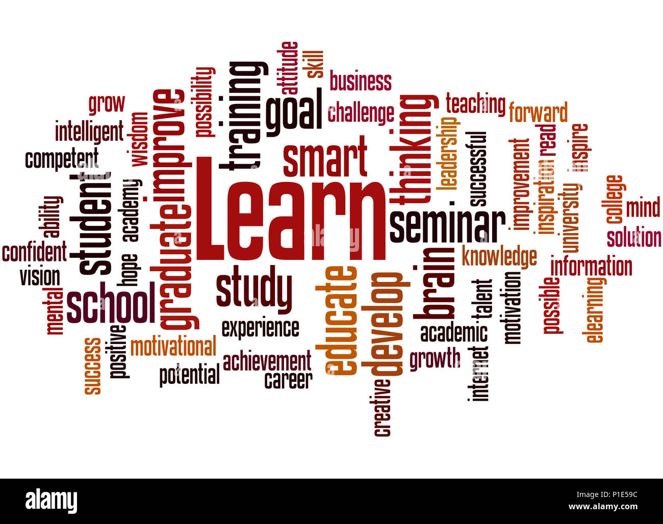 Learn, word cloud concept on white background Stock Photo - Alamy