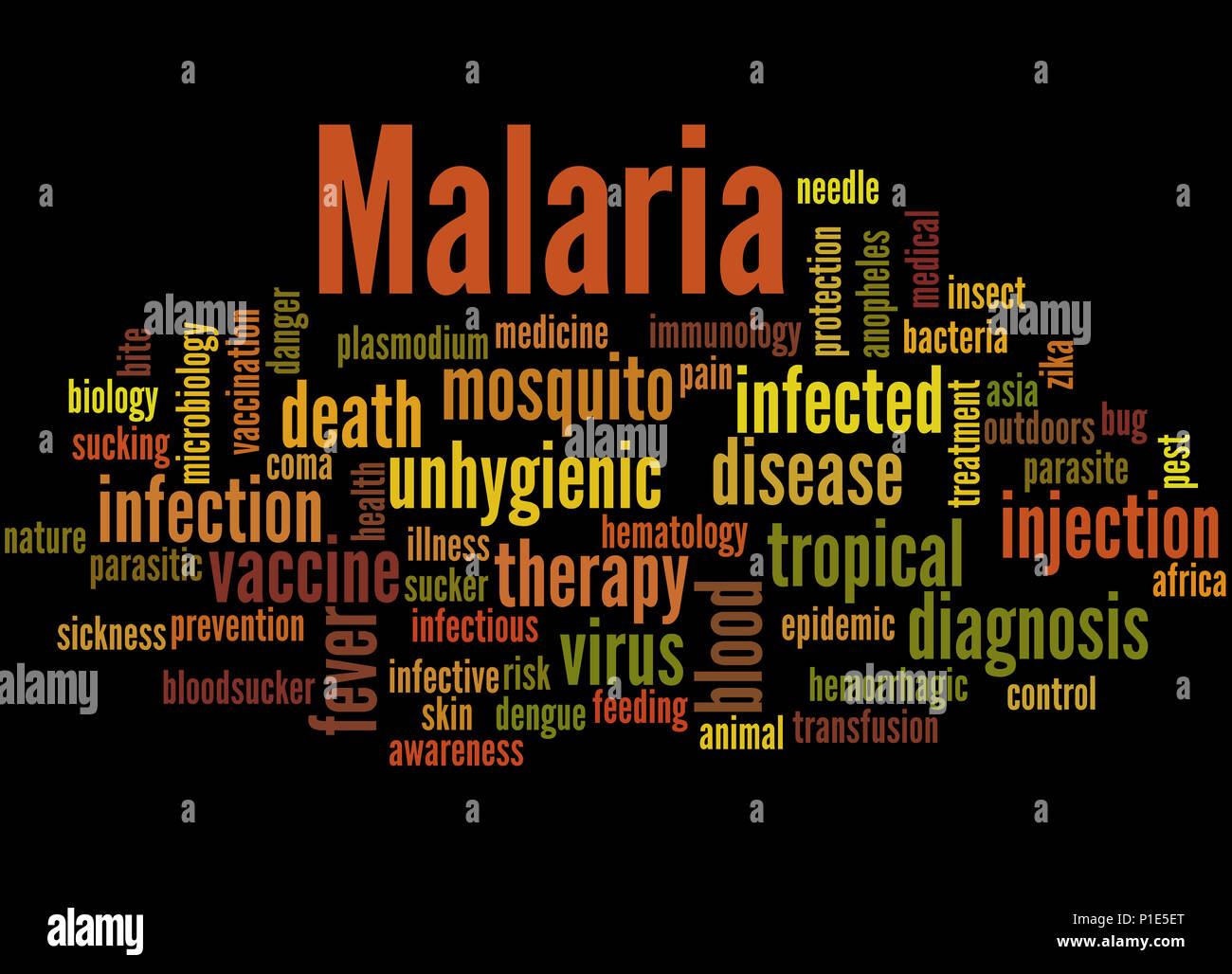 Malaria, word cloud concept on black background Stock Photo - Alamy