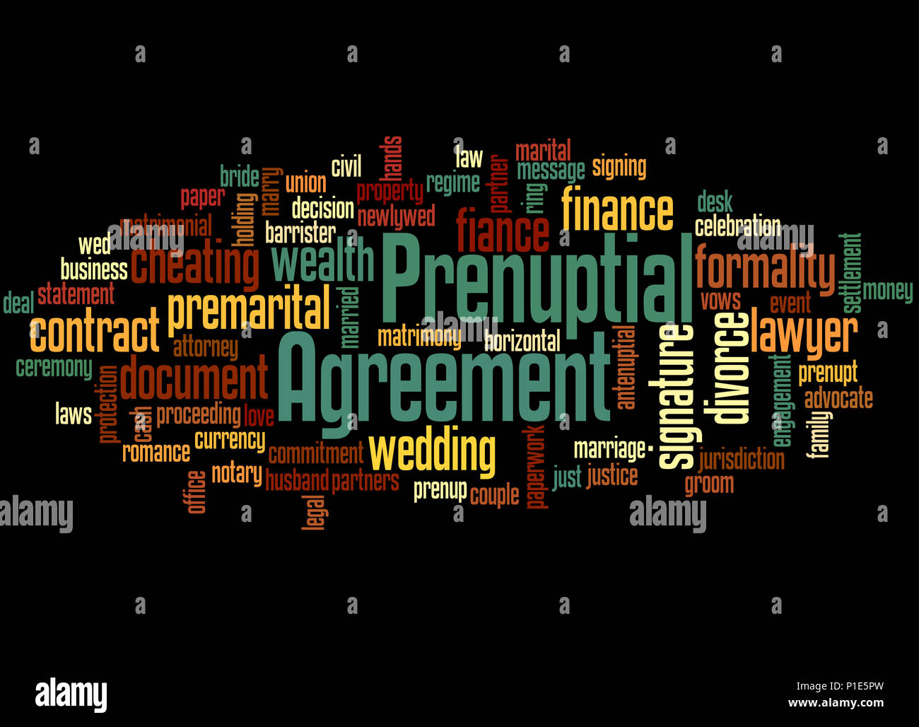 Prenuptial Agreement, word cloud concept on black background Stock ...