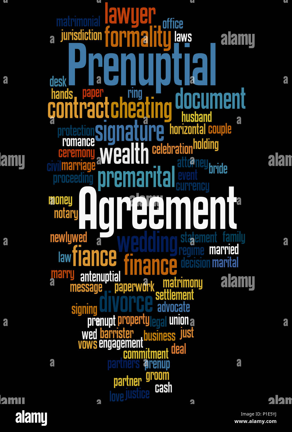 Prenuptial Agreement, word cloud concept on black background Stock ...
