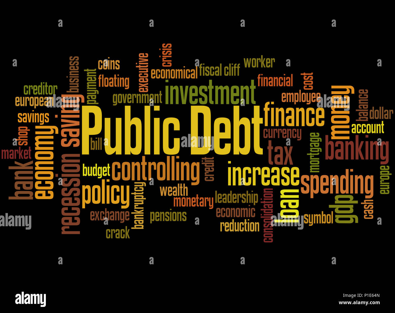 Public debt, word cloud concept on black background Stock Photo - Alamy