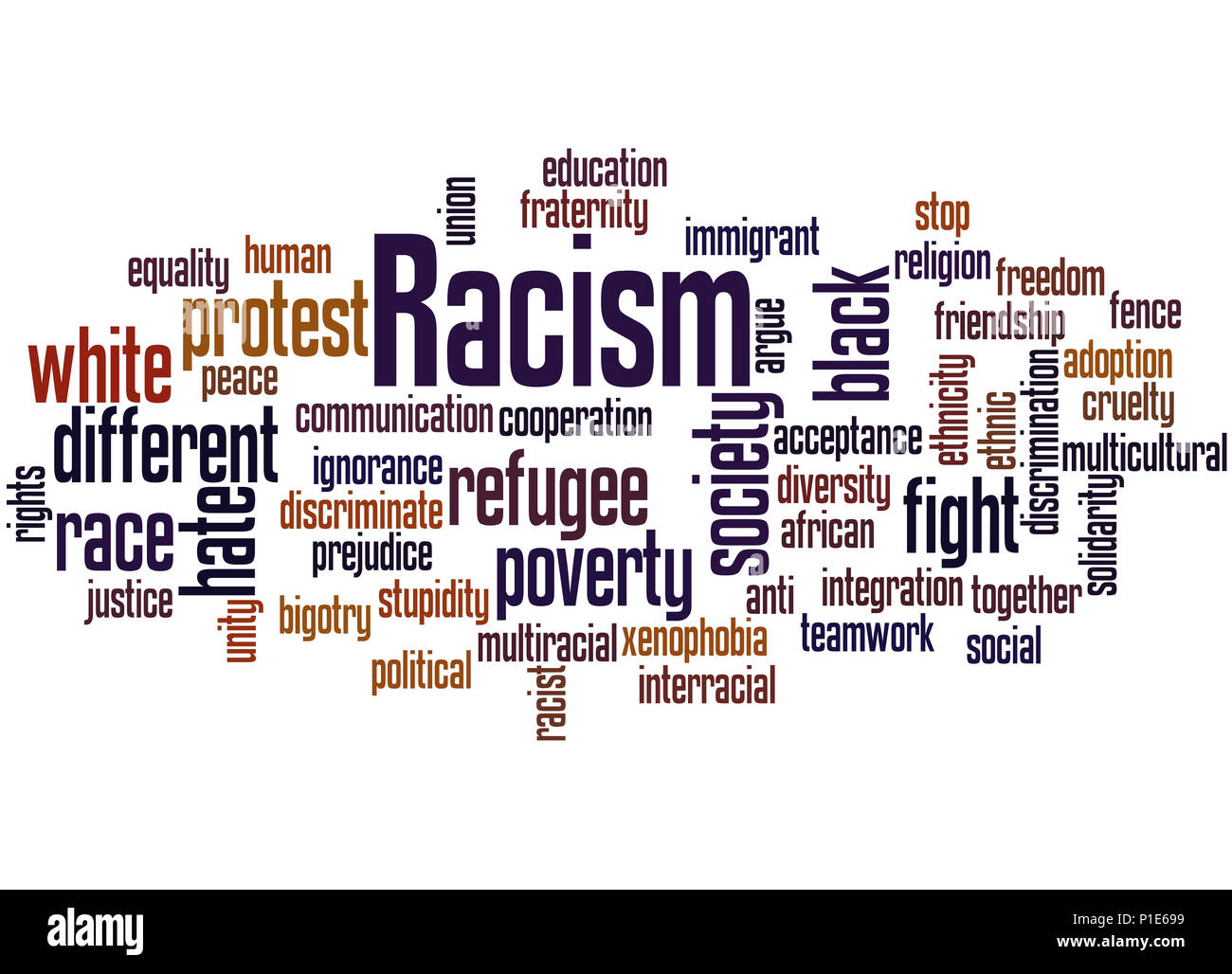 Racism, word cloud concept on white background Stock Photo - Alamy
