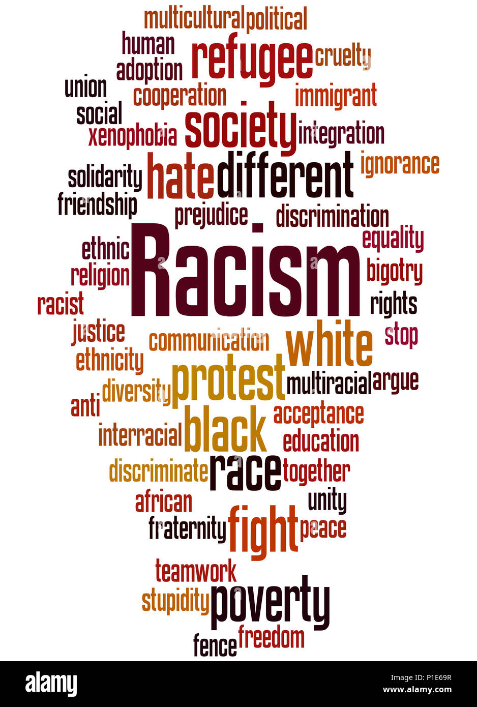 Racism, word cloud concept on white background Stock Photo - Alamy